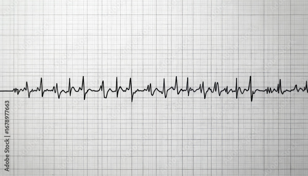 ECG electrocardiogram paper shows heart disease person pulse trace ...