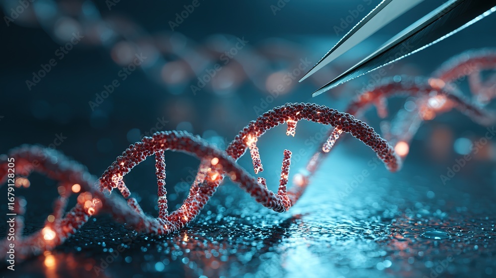 Foto de Stock Genetic engineering theme, 3D - rendered CRISPR - Cas9 ...