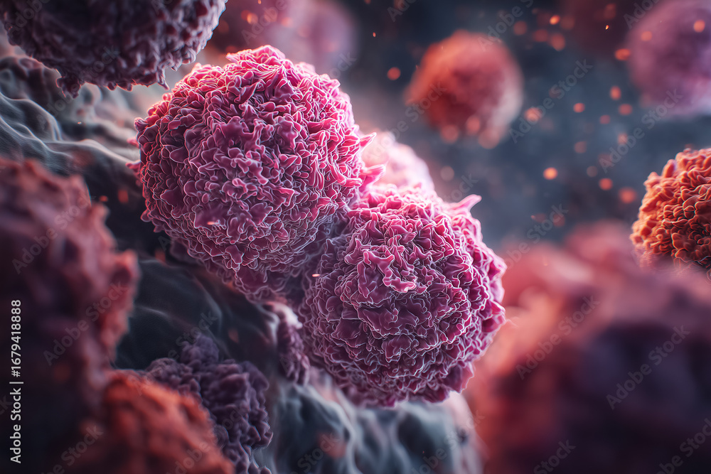 Stock-Illustration „Cancer cells growing aggressively in the human body ...