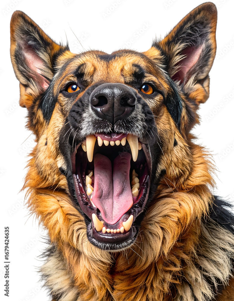 German Shepherd Growling: A captivating headshot of a fierce German ...