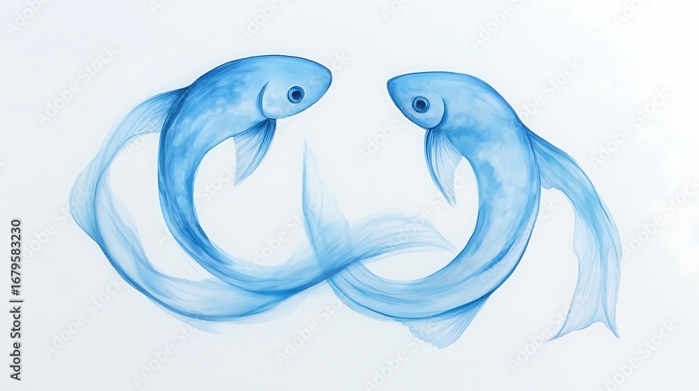 ภาพถ่าย Stock Pisces' fish drawn as two simple curves in an infinity ...