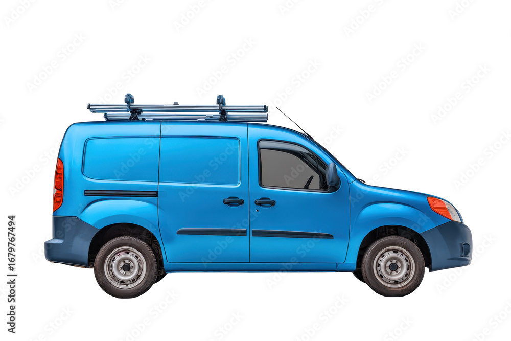 Blue Utility Van Side View on Transparent Background Stock Photo ...