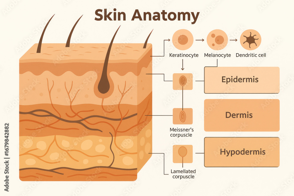 Skin Anatomy Diagram: Layers, Cells, and Structures Explained ...