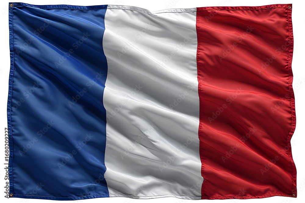 French flag waving in the wind, a symbol of freedom and national pride ...