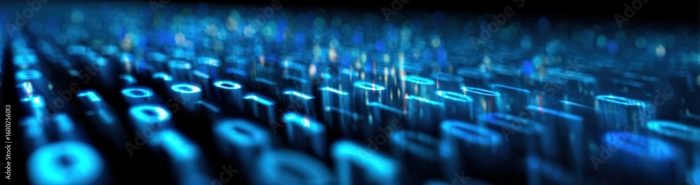 Digital Code: A captivating visual representation of data flow, with binary code digits ...