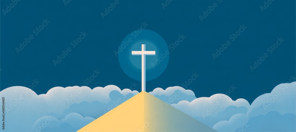 Jesus Cross on the top of pyramid. Generative AI technology. Stock ...