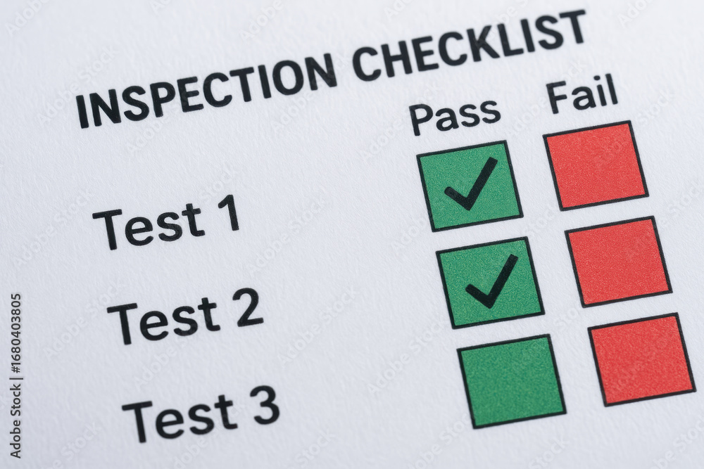 Stock-Foto „Inspection checklist with test result comparison for ...