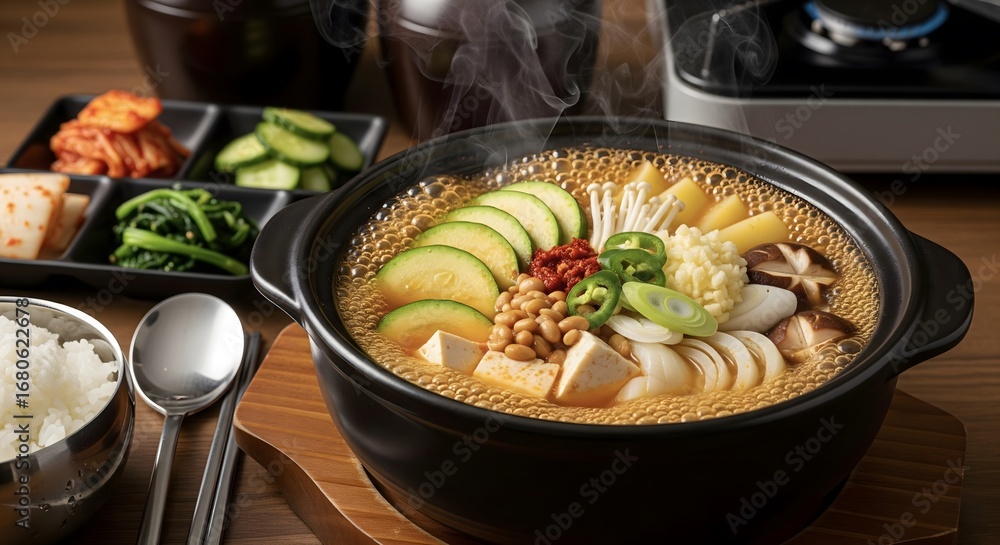 Traditional Korean Doenjang-jjigae Fermented Soybean Paste Stew with ...