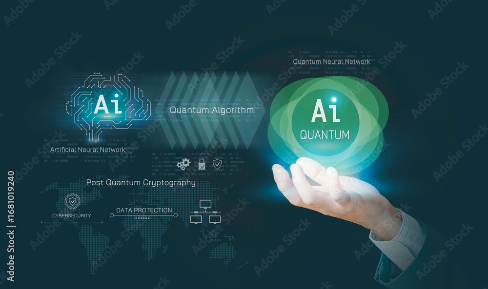Quantum AI and Agentic Cyber Security concept with post-quantum ...