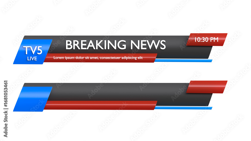 Breaking News TV Banner Template – Live Broadcast Overlay Stock ...