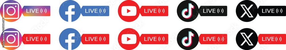 Live stream banner for Instagram, YouTube, X, Twitter, TikTok, Facebook ...