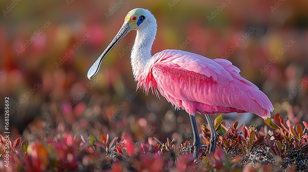 Roseate Spoonbill Standing on One Leg, Full Body Shot, Hyper-Realistic ...