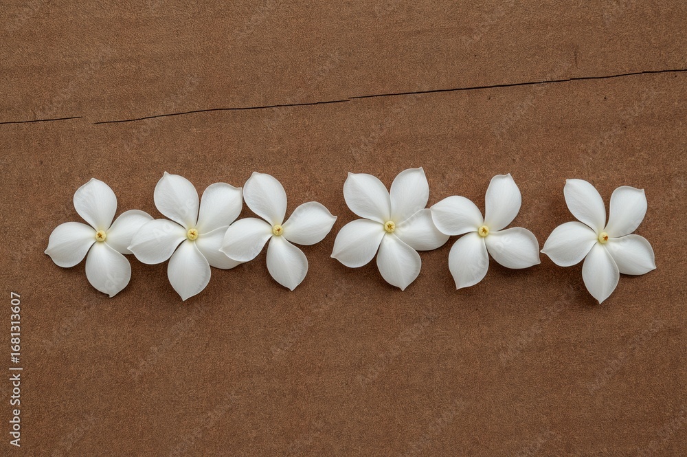 Cluster of Jasmine Flowers on a Wooden Surface Stock Photo | Adobe Stock