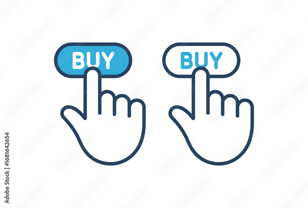 Buy Now Button Click Vector Illustration: Hand Cursor Symbol, Purchase ...