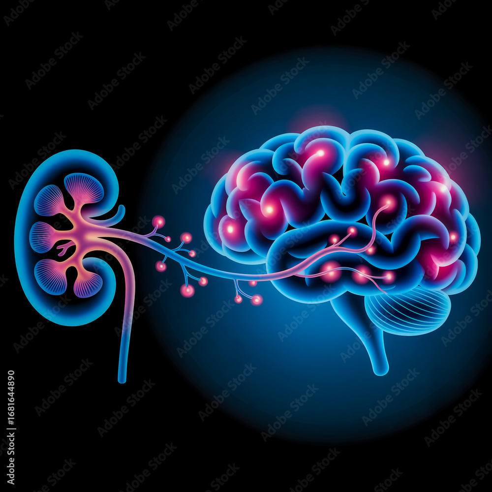 Brain kidney connection illustration showing the link between ...