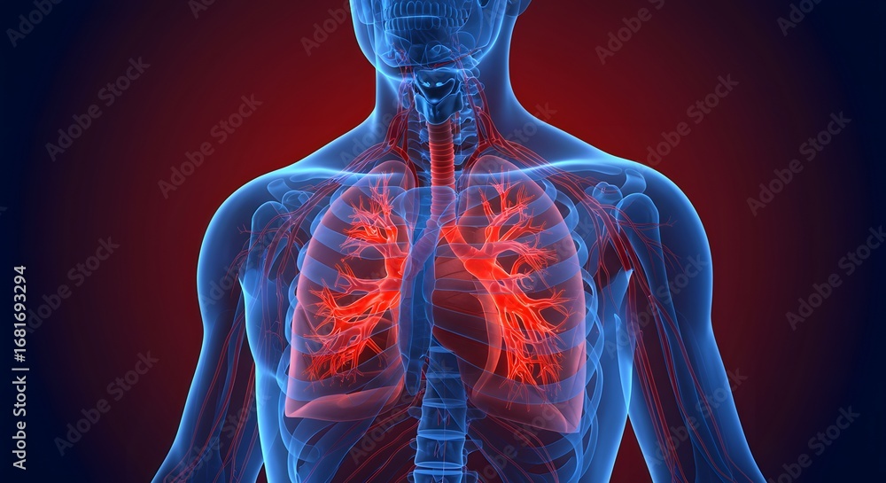 Anatomy of the human respiratory system. Pulmonology and internal organ ...