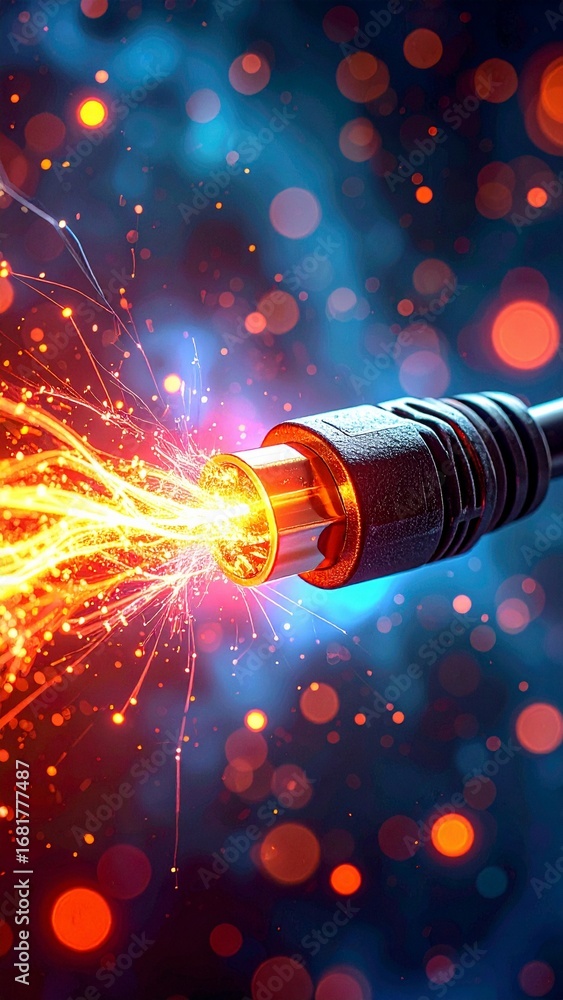 Electrical Power Surge from a Sparking Cable Connector Stock Photo ...