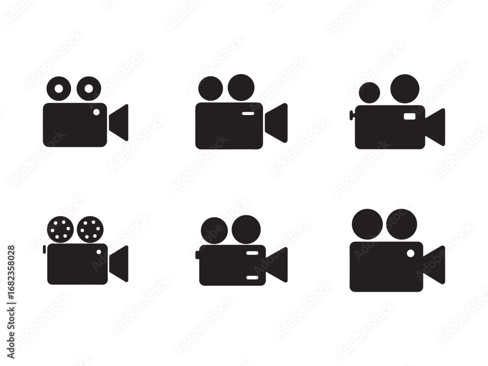 Variety of Vintage Film Camera Icons Collection for Retro Movie and ...