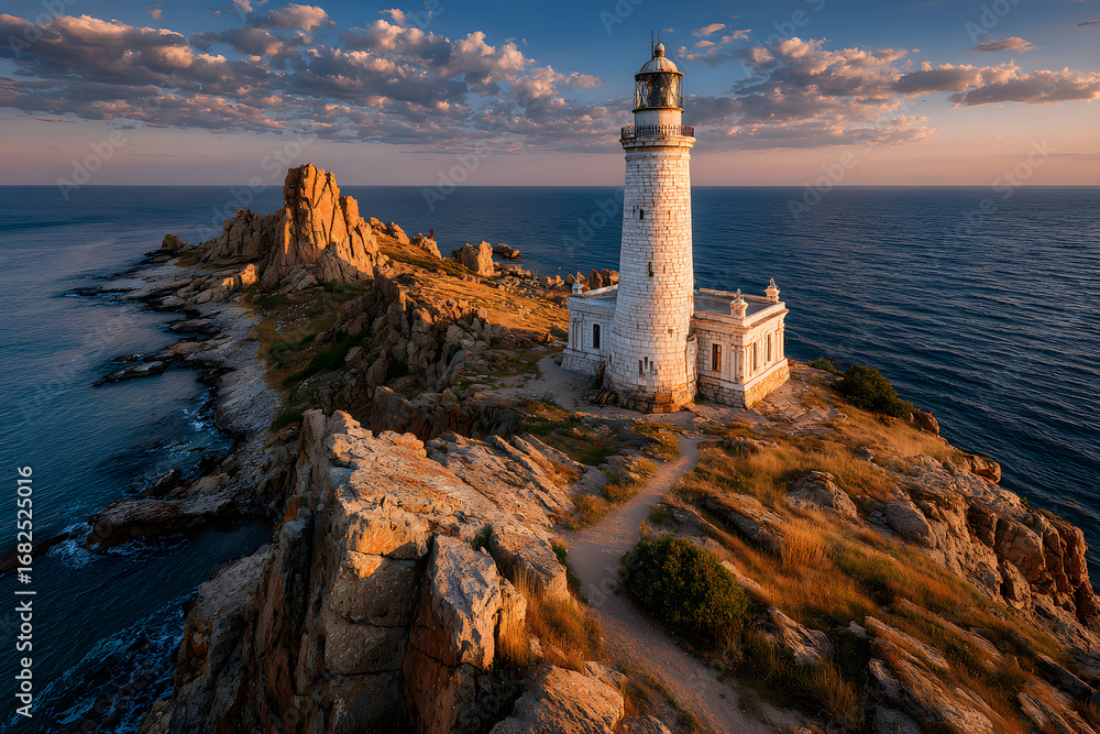 Ilyinsky lighthouse at Saint Elijah cape in Feodosiy vicinity, Crimea ...