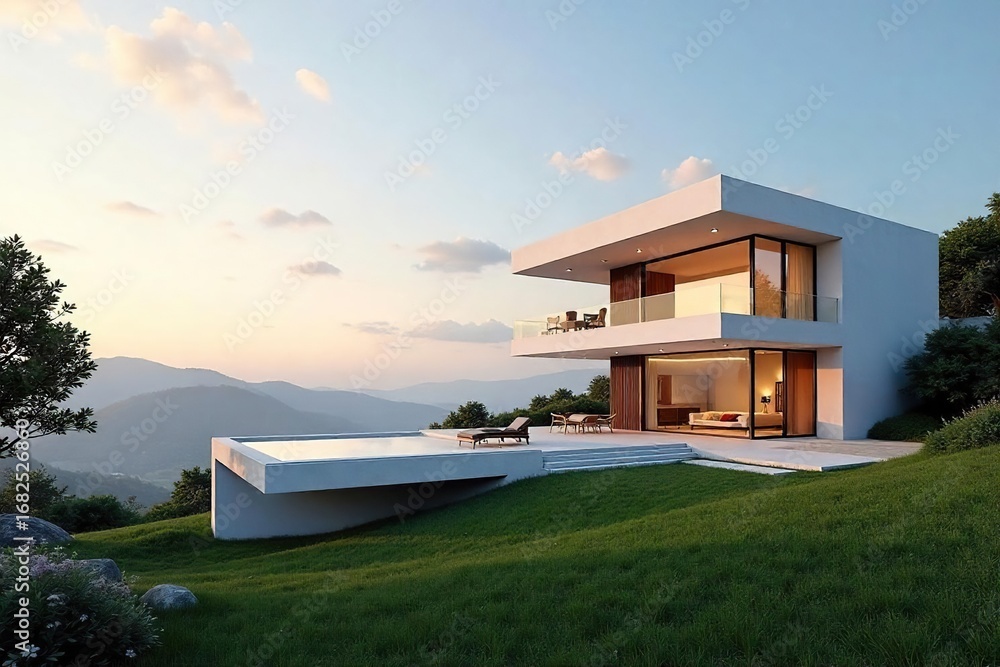 Modern minimalist plane house design with sleek lines and expansive ...