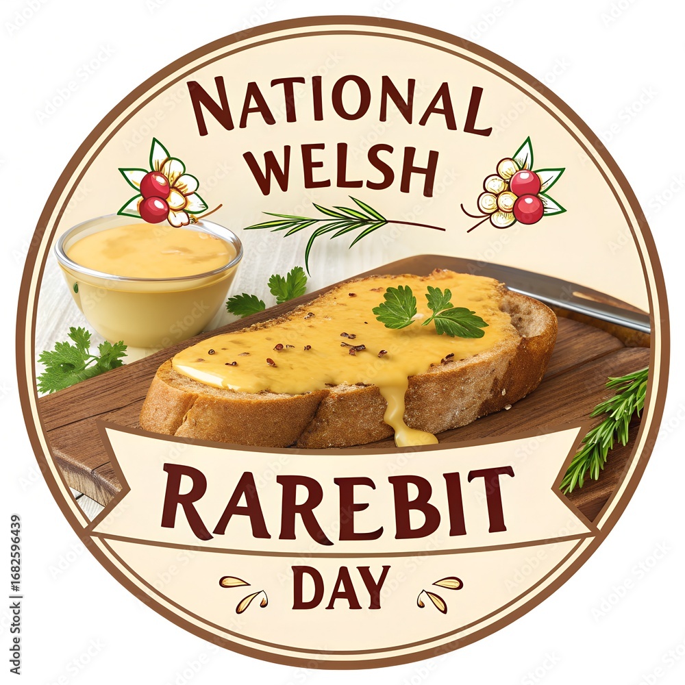 welsh rarebit day celebration, cheesy welsh rarebit toast, traditional ...