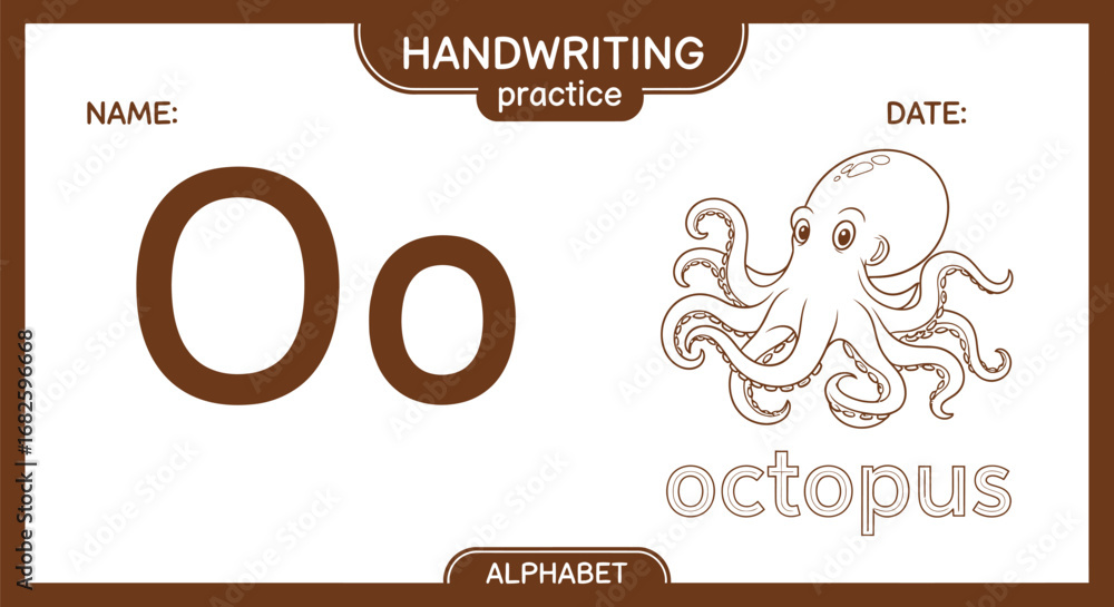 Letter o handwriting practice worksheet for kids education Stock Vector ...