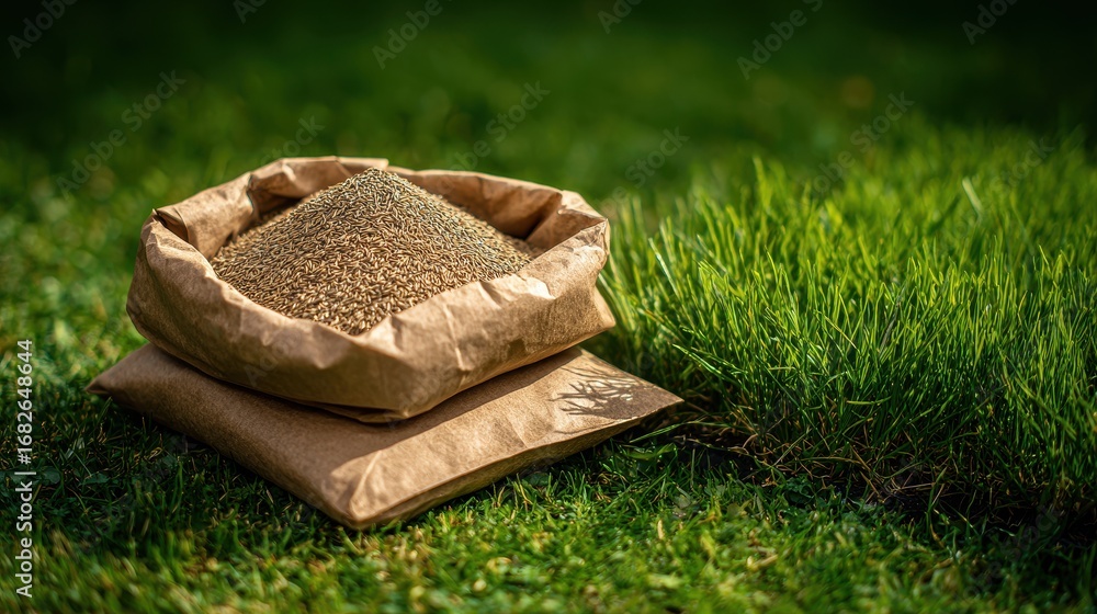 Grass Seed Bag. Foil Packaging for Sowing Grass Seeds and Setting Up ...