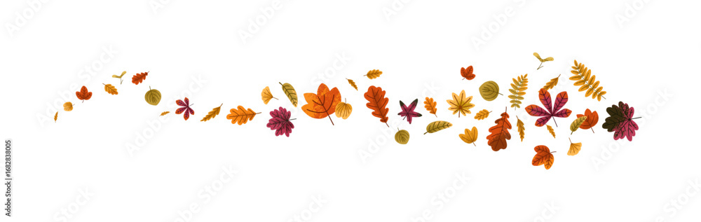Autumn leaves. Fall foliage pattern, flying in wind, flowing movement ...