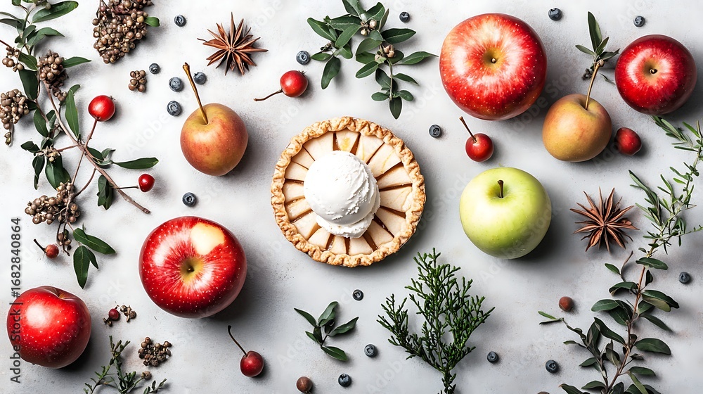 Warm dessert tones on apple pie with ice cream, shot in 4K using 35mm ...