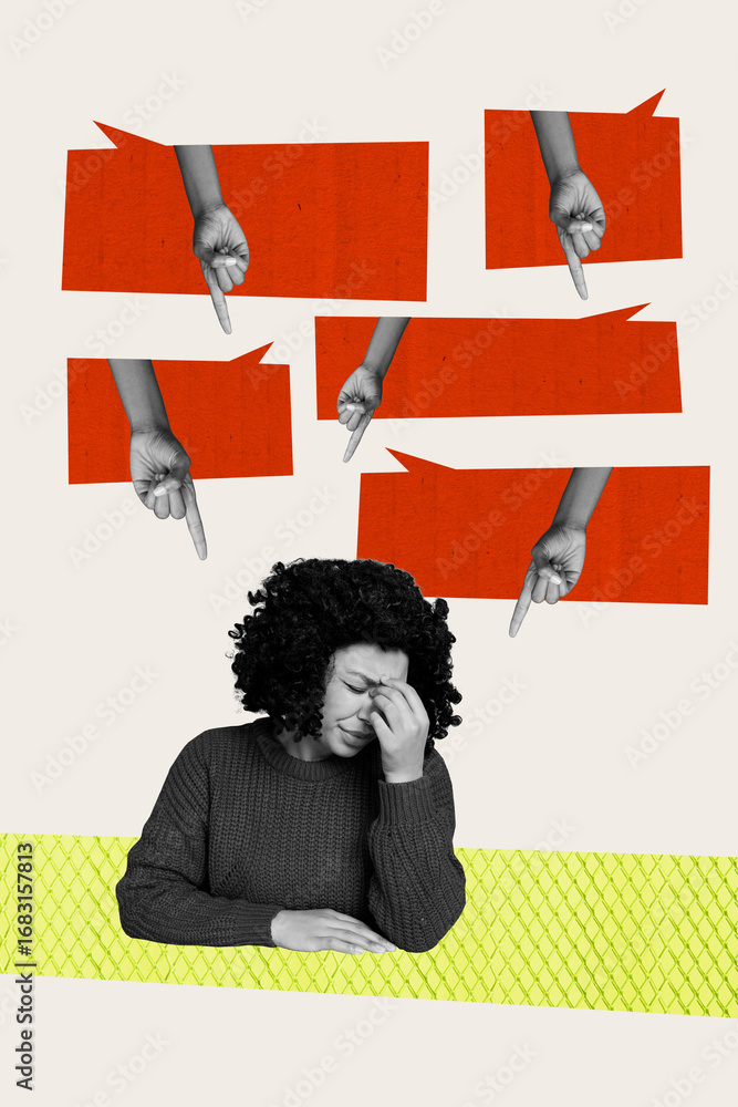 Stock-Foto „Trend composite 3D collage of sad harassment bullying ...