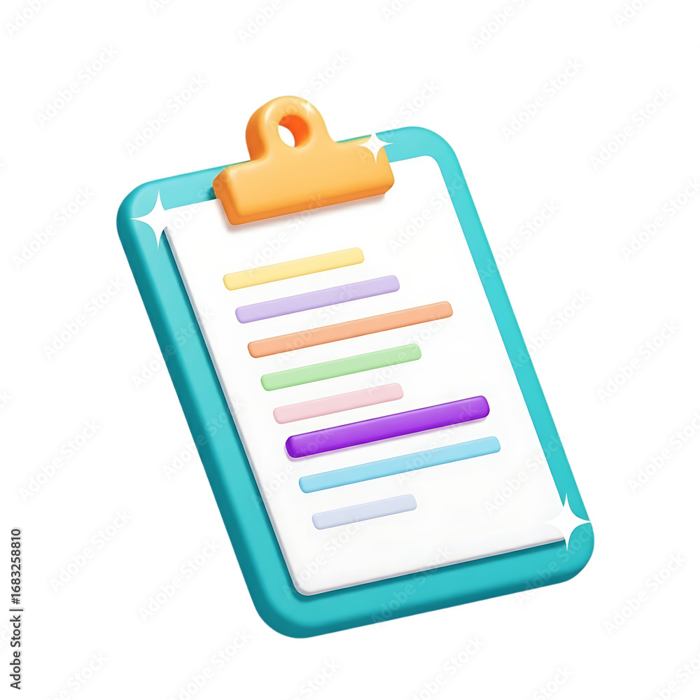 paper clipboard with pencil. 3d notepad, task management concept, todo ...