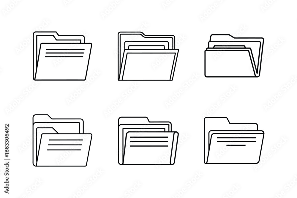 document folder icon line art vector illustration Stock Vector | Adobe ...