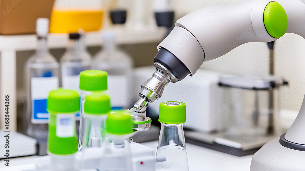 Automated Robot Arm Transferring Liquid into Test Tubes in a Laboratory ...