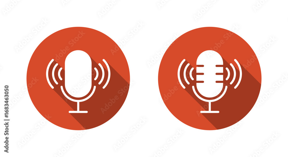 Mic, microphone with sound wave icon. Podcast, streaming, and audio ...