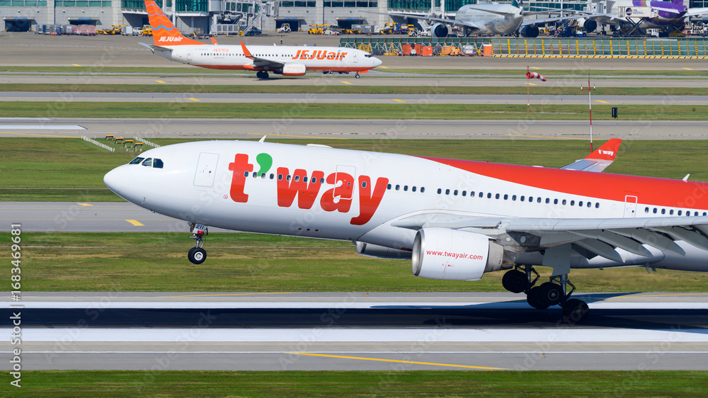 August 10, 2025 - Incheon, South Korea : T'way Air.aircraft taking off ...