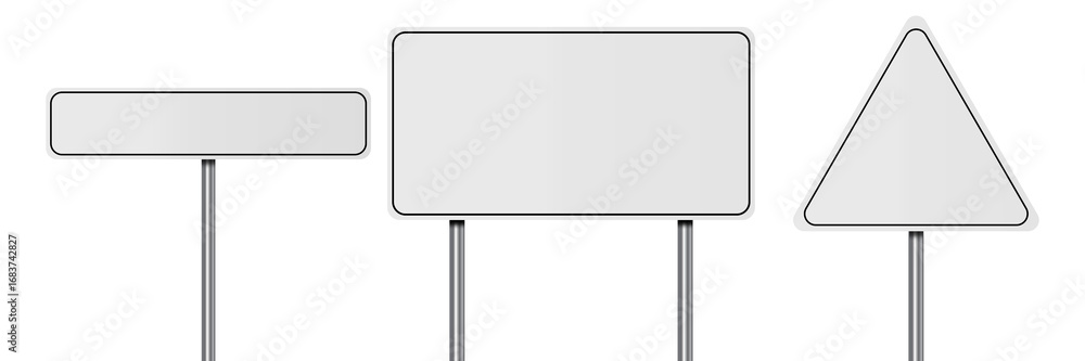 Stock-Illustration „Road traffic signs of different shapes on metal ...
