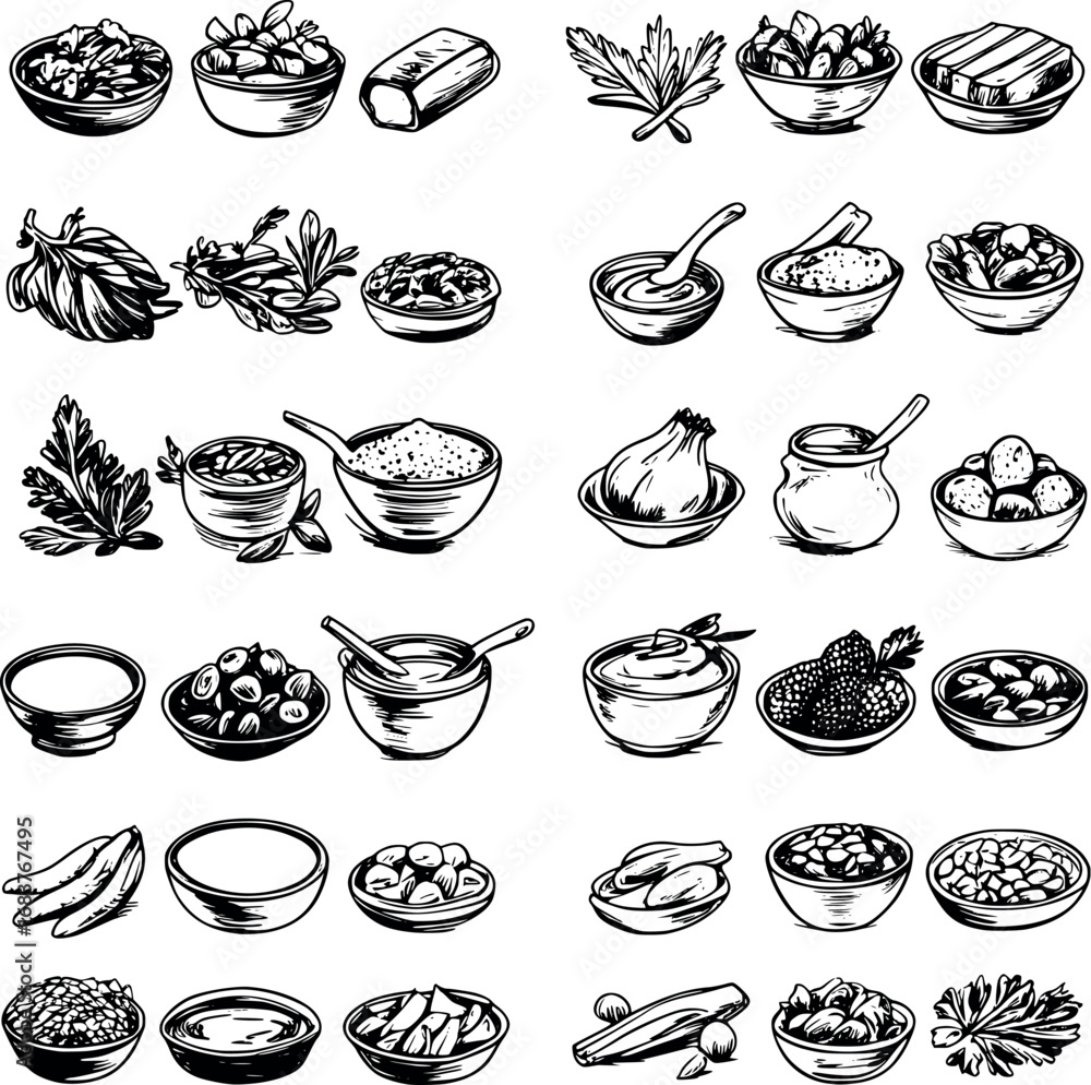 Healthy vs unhealthy fats comparison outline illustration. Hand-drawn ...