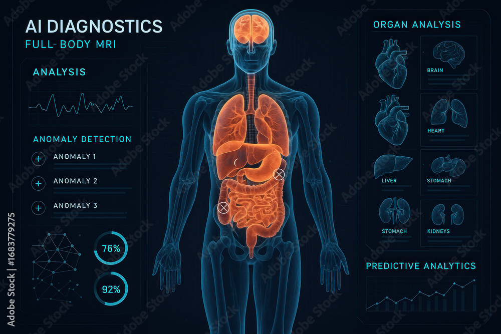 AI Diagnostics Full-Body MRI Scan Illustration, Medical Technology and ...