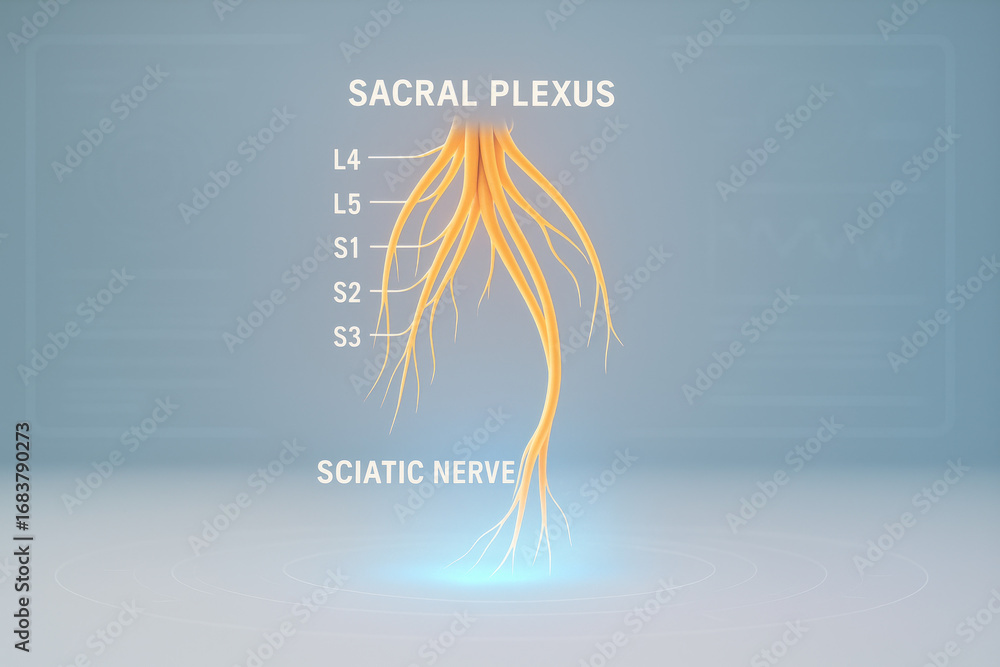 Sacral Plexus and Sciatic Nerve Illustration: Anatomy of the Lower Back ...