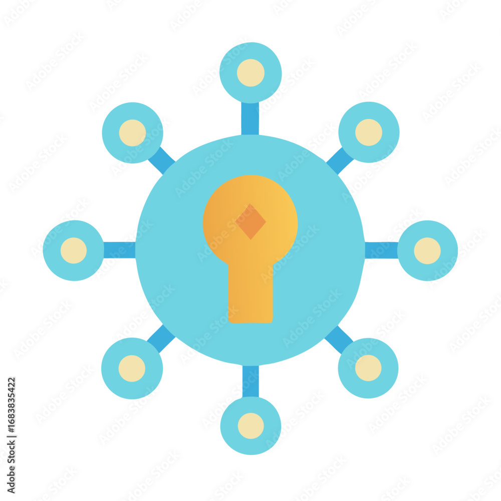 Decentralized network structure with security key element graphic Stock ...
