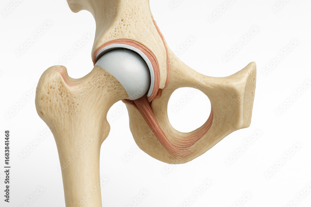 Hip Joint Anatomy Illustration - Femur, Pelvis, Ligaments, Cartilage ...