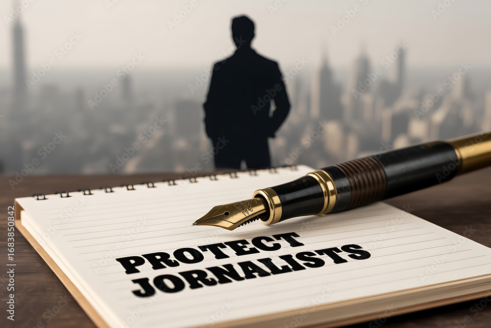 Protect Journalists message handwritten with a fountain pen atop a ...