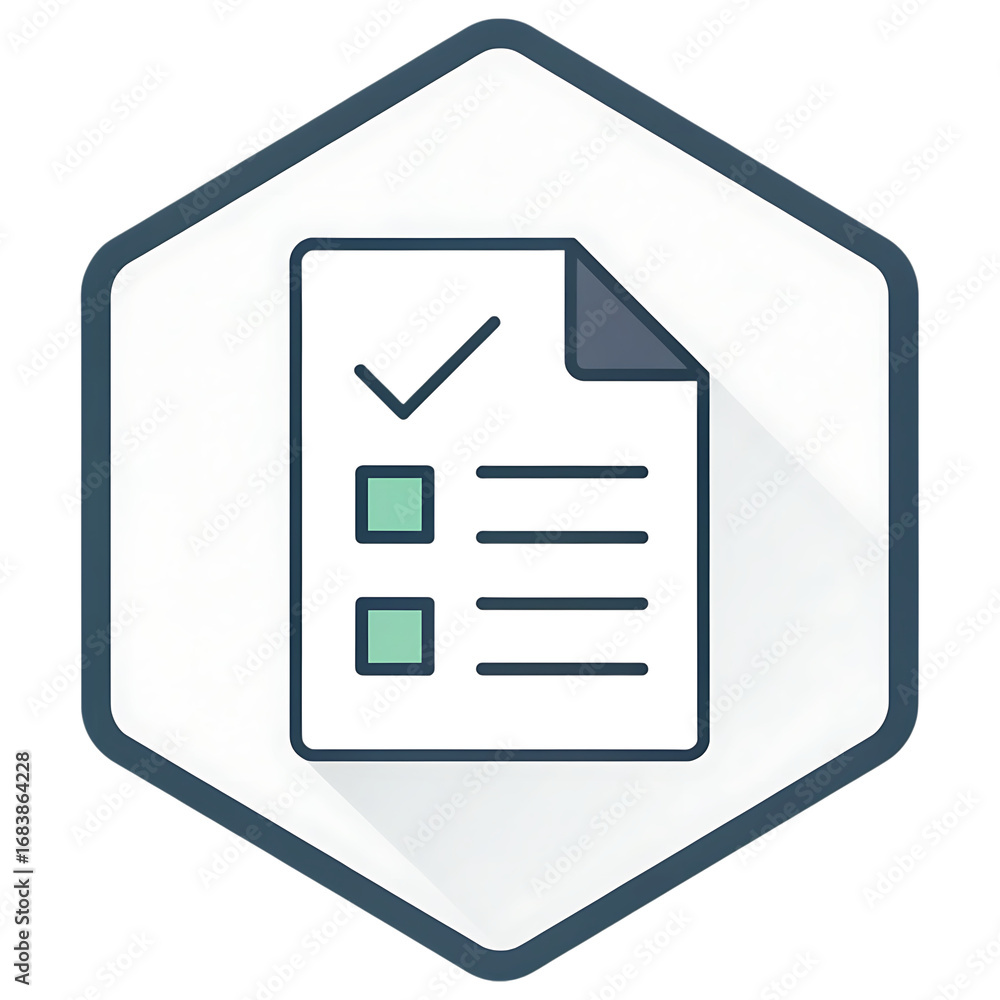 Hexagonal icon with checklist and checkmark to do list Stock ...