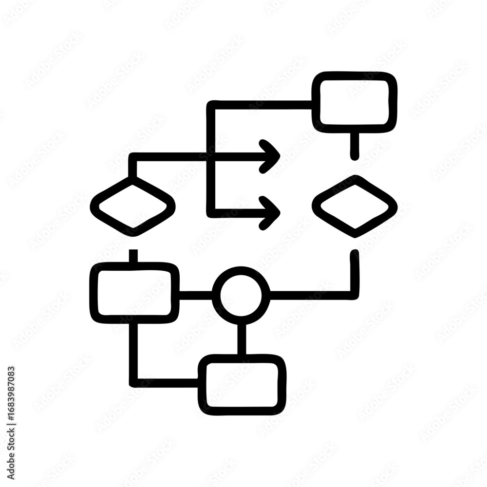 Flowchart Icon Representing Process Steps and Decision Points ...