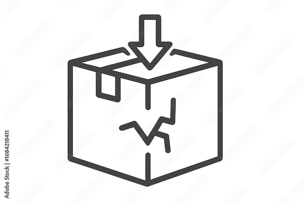 Damaged package icon. Broken box pictogram. Fragile cargo symbol ...