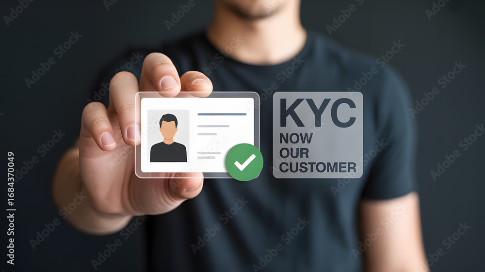 KYC verification process, onboarding new customer with ID card concept ...