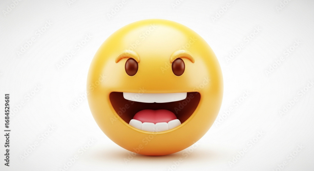 Download high resolution 3d rendering of a grinning emoji face for ...