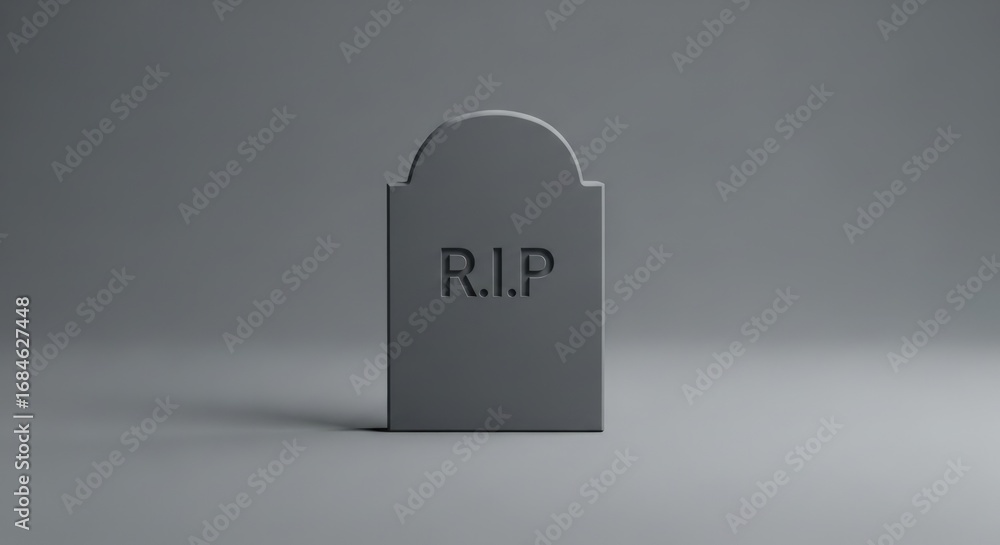 Simple tombstone with R.I.P. on gray background for remembrance and ...