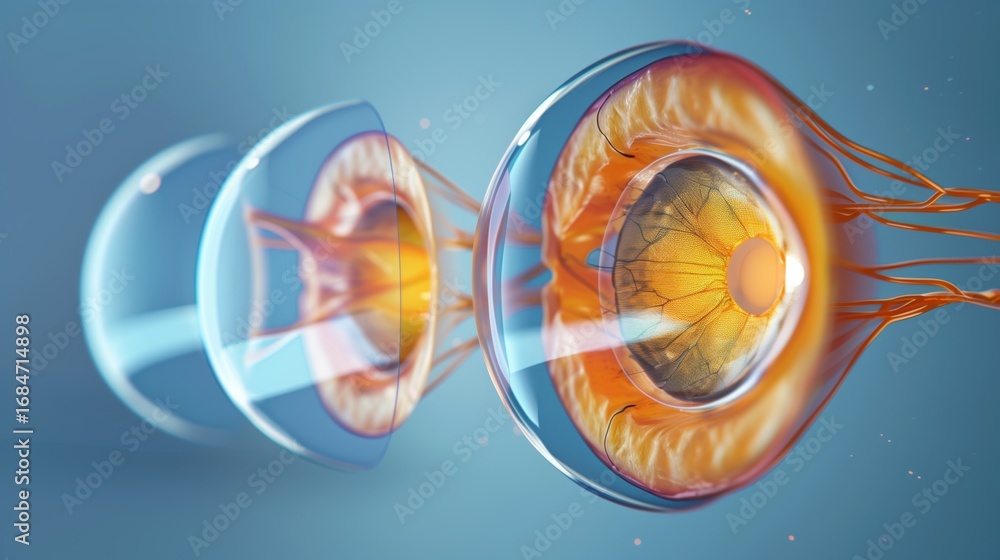 Blindness Awareness Month. Medical illustration series showing lens ...