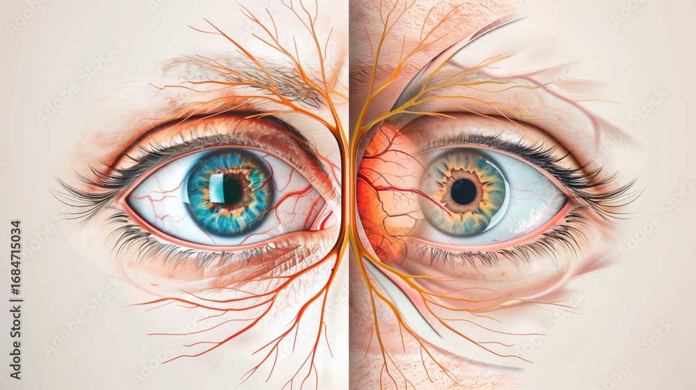 Stock-Illustration „Blindness Awareness Month. Split-screen medical ...